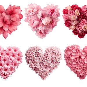 Pink Flower Hearts Clipart, Valentine Heart Png, Valentines Day Png ...