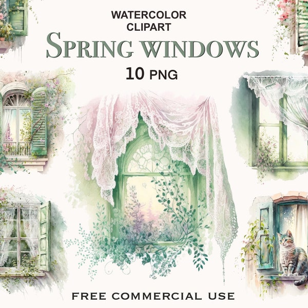 Spring Window Clipart - Etsy