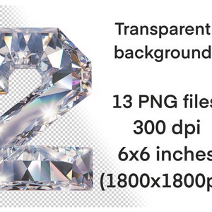 Diamond Numbers PNG Bundle, Crystal Number Figure Clipart, Digital ...