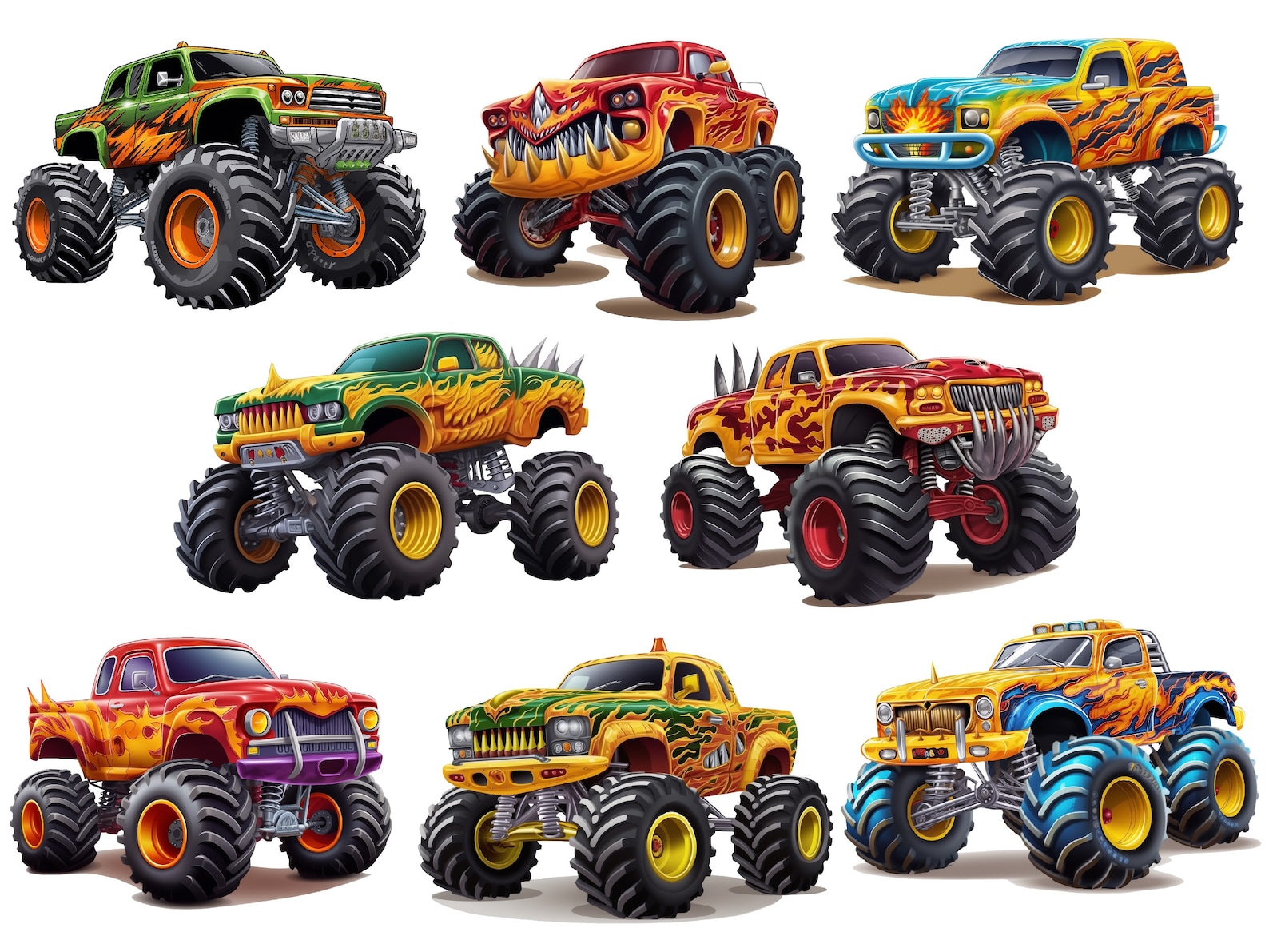 Fire Monster Truck PNG Bundle, Monster Truck Clipart, Big Car Clipart ...
