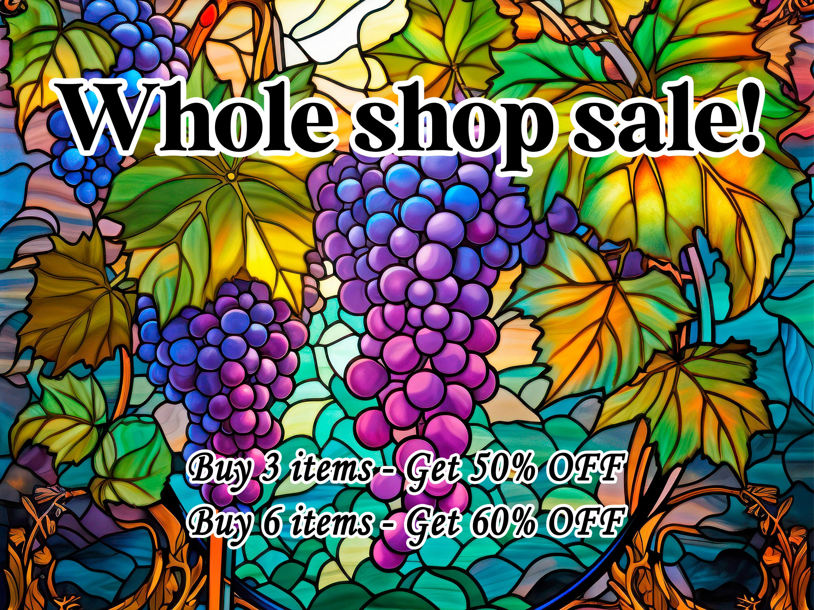 Grape Vine Stained Glass Clipart, Digital Grapes Art Bundle, Grapevine Clipart, Grape Clipart ...