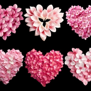Pink Flower Hearts Clipart, Valentine Heart Png, Valentines Day Png ...