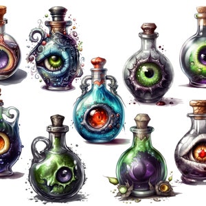 Evil Eye Potion Clipart, Witchcraft Looking Potions Bottles, Halloween ...