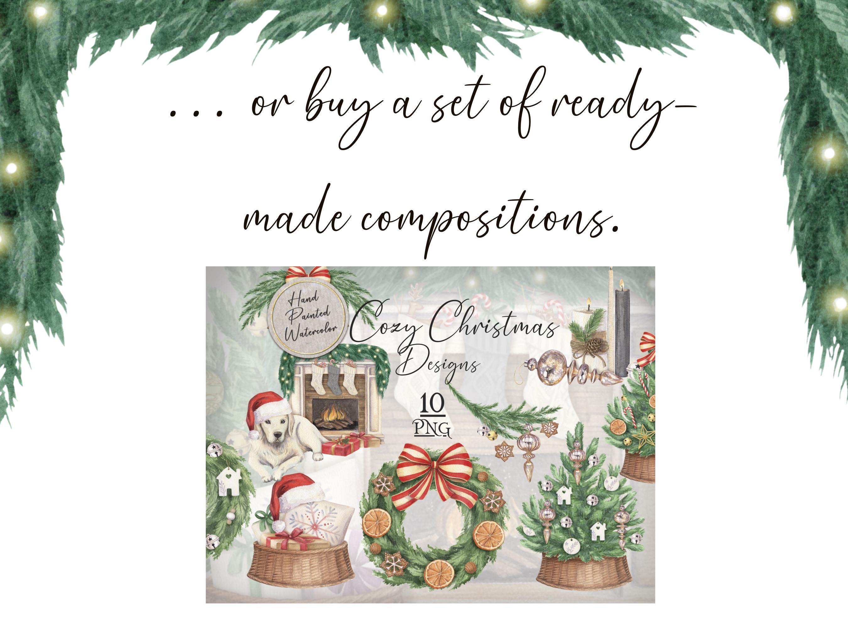 Cozy Christmas Watercolor Clipart Set 1 With Scandinavian Holiday Decor ...