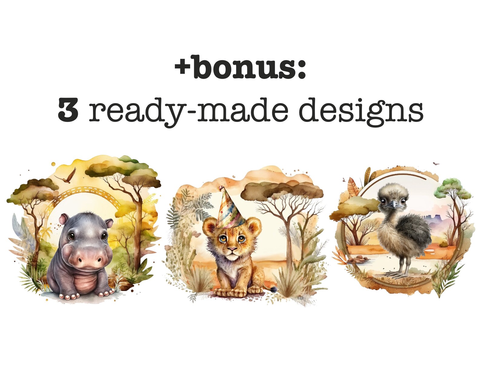 Safari Baby Animals Png, Cute Animal Clipart, Safari Baby Shower ...