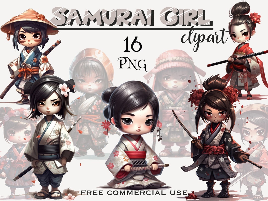 Samurai Girl Clipart, Kawaii Anime Warrior Girls Png, Japanese Manga ...