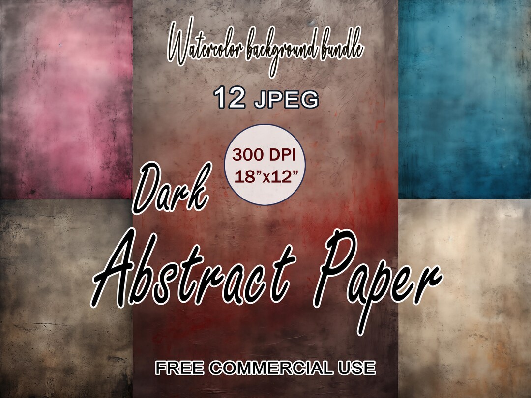 Dark Abstract Watercolor Backgound Bundle, Shabby Chic Dark Digital ...