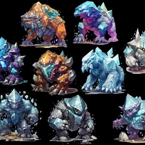 Crystal Golem Clipart, Fantasy Elemental Creatures, Summoner's Ice and ...