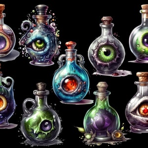 Evil Eye Potion Clipart, Witchcraft Looking Potions Bottles, Halloween ...