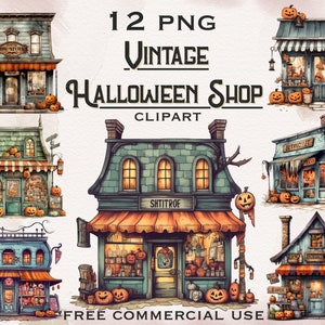 Vintage Halloween Shop Png Bundle, Spooky Season Store Images, Retro ...