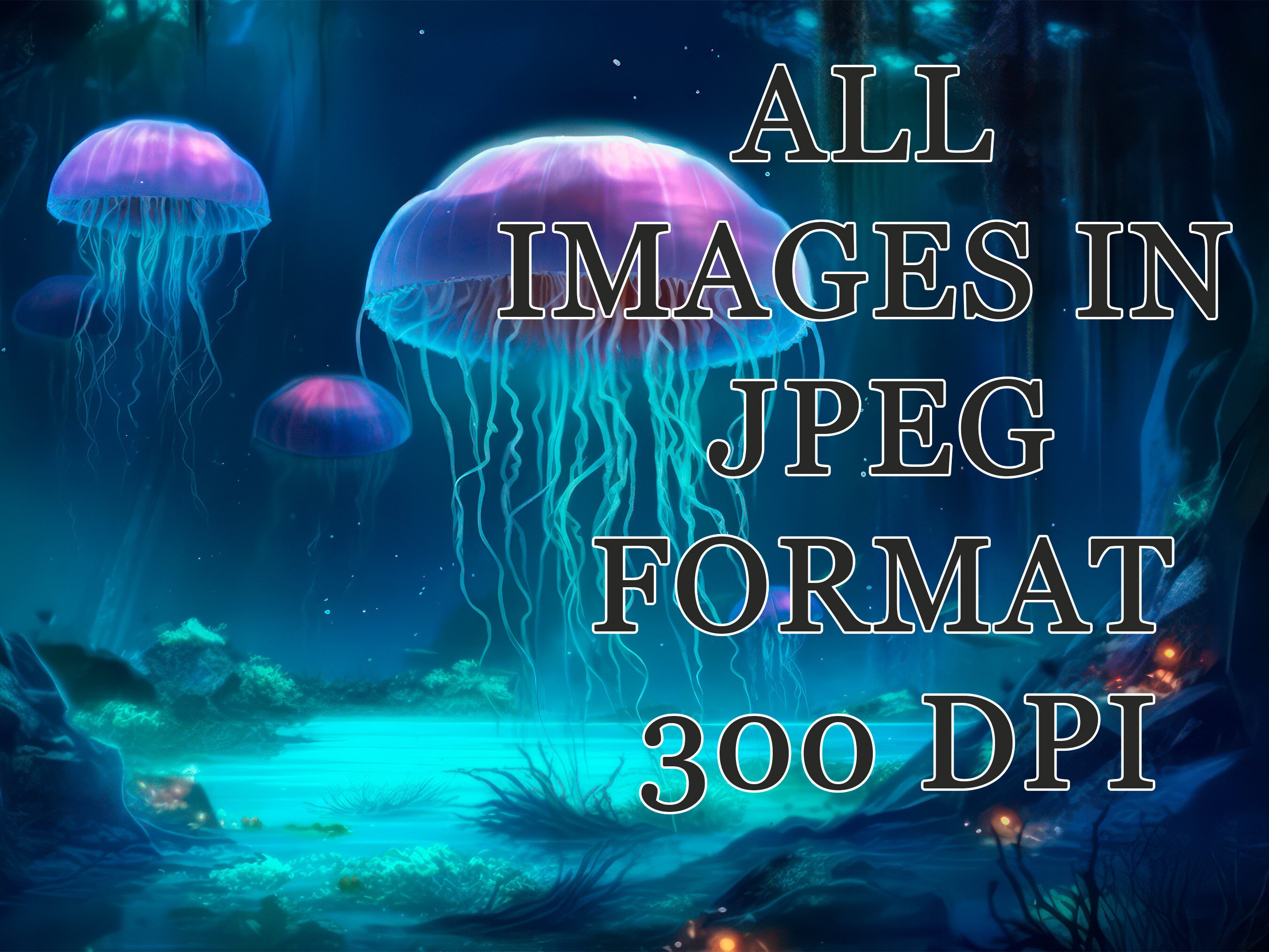 Jellyfish Clipart, Nautical Underwater Images Bundle for Design ...