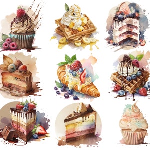 Watercolor Baking Clipart, Watercolor Cake Clipart, Watercolor Clipart ...