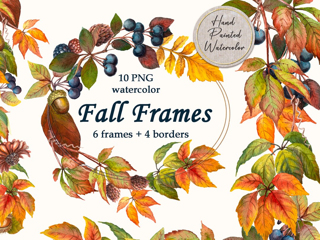 Watercolor Fall Frame Png, Fall Leaves Clipart, Floral Border Png ...