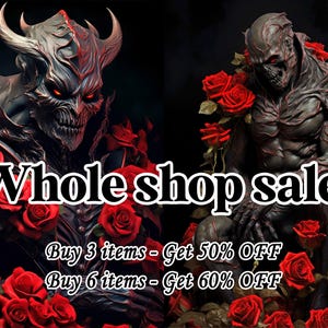 Rose Demon Clipart | Dark Occult Gothic Art Bundle in Red & Black for ...