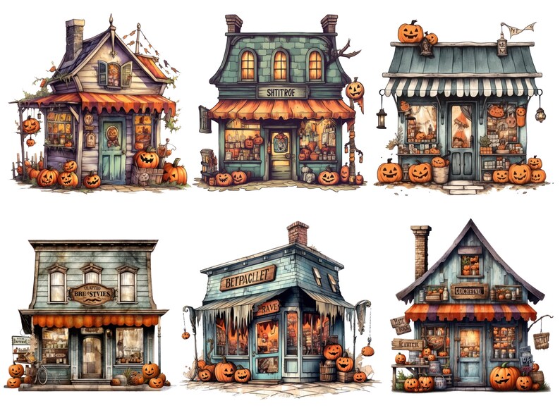Vintage Halloween Shop Png Bundle, Spooky Season Store Images, Retro ...