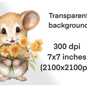 Cute Mouse PNG Bundle, Baby Animals Png, Mouse Watercolor Clipart ...