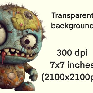 Creepy Cute Zombie Toy Clipart, Fantasy Plush Zombies Png Bundle ...