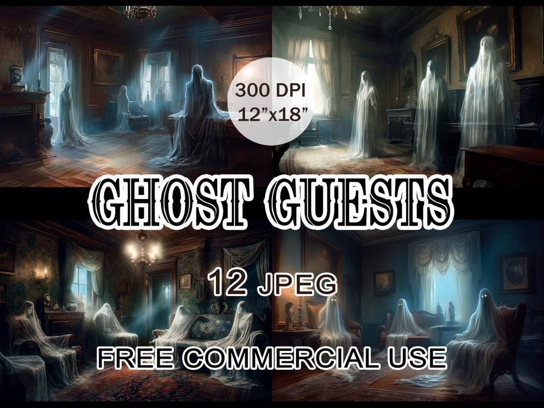 Ghost Guests Clipart, Spooky Gosts Halloween Art Bundle, Mystical ...