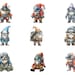 Sci Fi Gnome PNG Bundle, Watercolor Astronaut Dwarfs Clipart, Steampunk ...