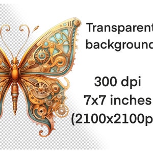 Steampunk Butterfly PNG Bundle, Mechanical Butterflies Clipart ...