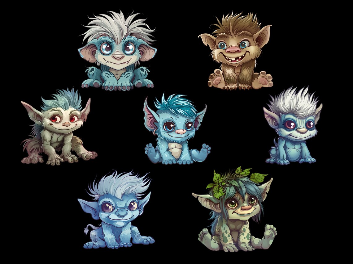 Funny Trolls PNG Bundle, Fantasy Creatures Clipart, Norwegian Troll ...