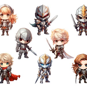 Chibi Knight PNG Bundle, Anime Knights Png, Manga Knight Clipart, Anime ...