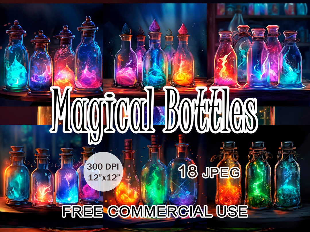 Magical Bottles Clipart, Witch Potion Bundle, Witchcraft Wiccan Artwork ...