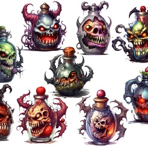 Demon Potion Clipart, Halloween Witch Bottles Digital Art, Witchcraft Bottle Png Bundle, Dark ...