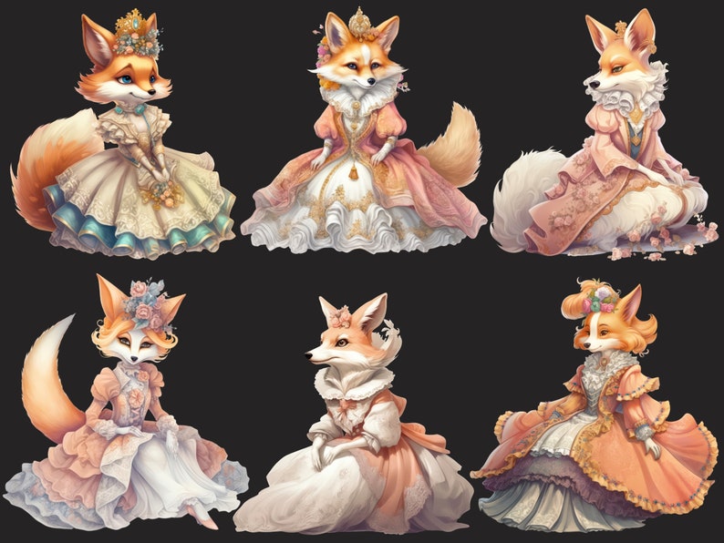 Fox Princess Png Fox Fantasy Clipart Cute Fox Png Fox - Etsy