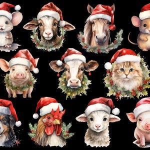 Christmas Farmhouse PNG Bundle, Cute Farm Animals Png, Christmas Png ...