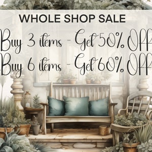 Boho Terrace PNG Bundle, Sage Green Watercolor Boho Clipart, Boho Home ...