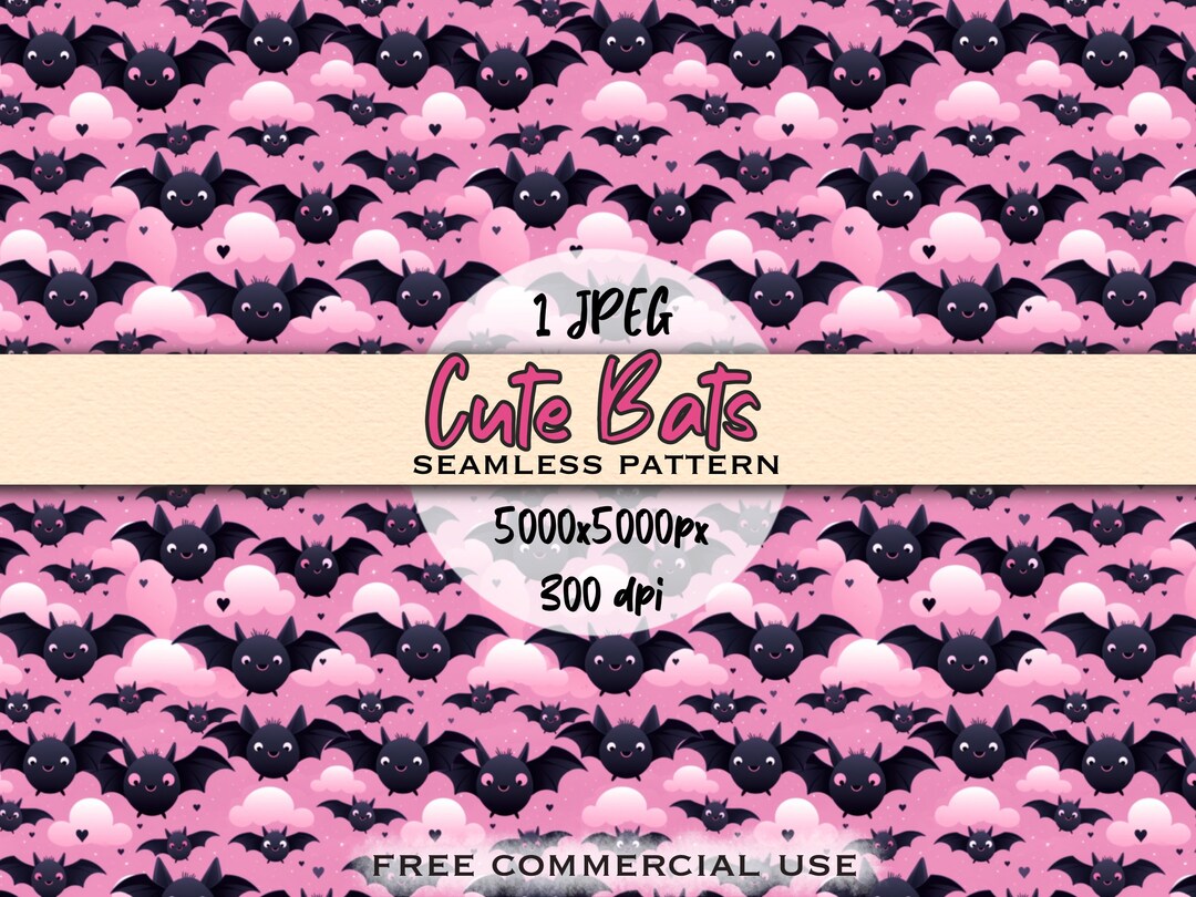 Cute Bat Pattern, Pink Halloween Seamless Design, Hight Resolution ...