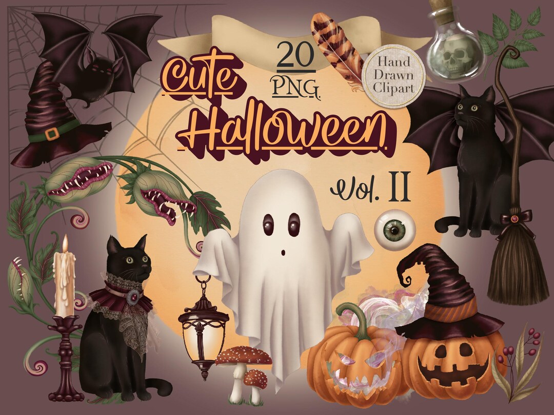 Cute Halloween PNG Clipart Bundle Vol 2, Spooky Season Images Set ...