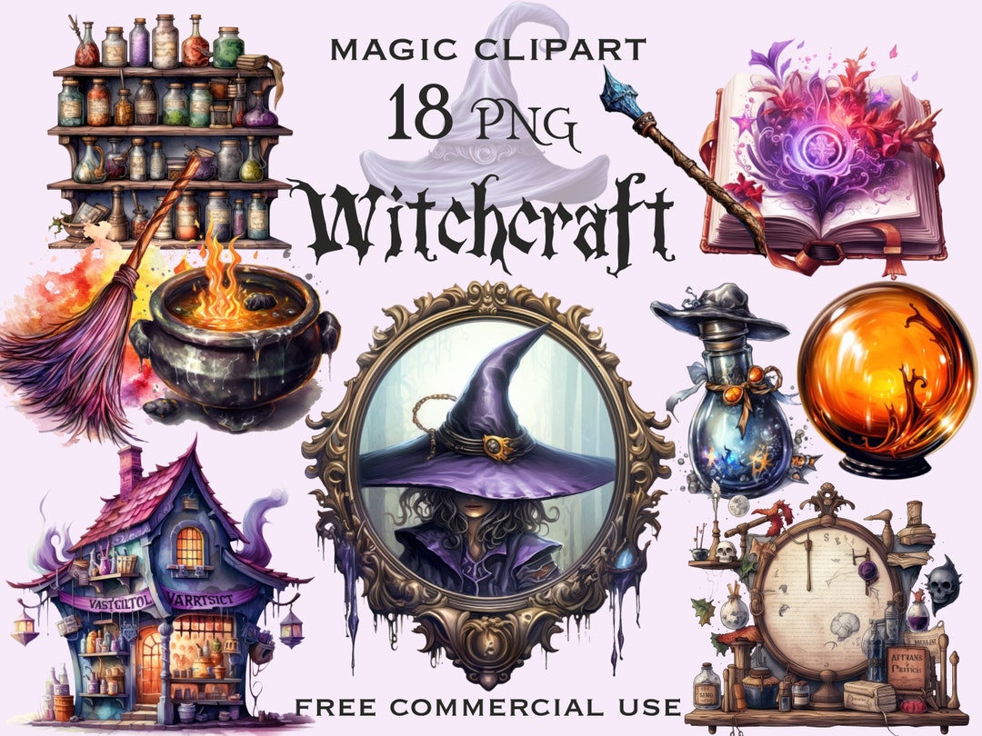 Witchcraft Clipart, Practical Magic Png Bundle, Witch Stuff Images Pack ...