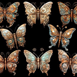 Steampunk Butterfly PNG Bundle, Mechanical Butterflies Clipart ...