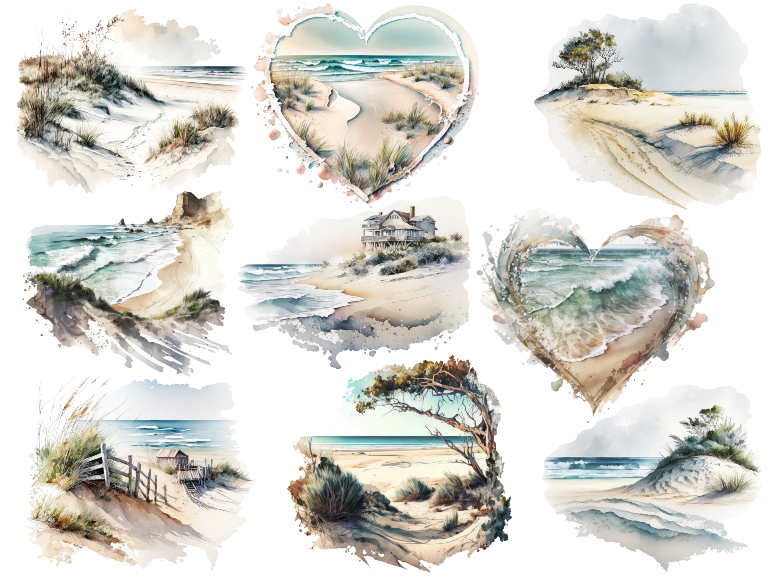 Ocean Beach Clipart Sand Beach Clipart Watercolor Beach Png - Etsy ...