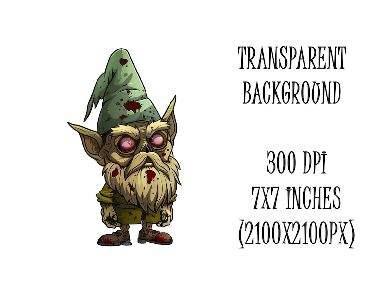 Zombie Gnome PNG Bundle, Funny Horror Png, Creepy Cute Clipart, Zombie ...