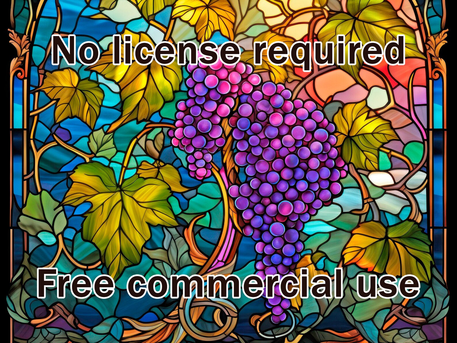 Grape Vine Stained Glass Clipart, Digital Grapes Art Bundle, Grapevine Clipart, Grape Clipart ...