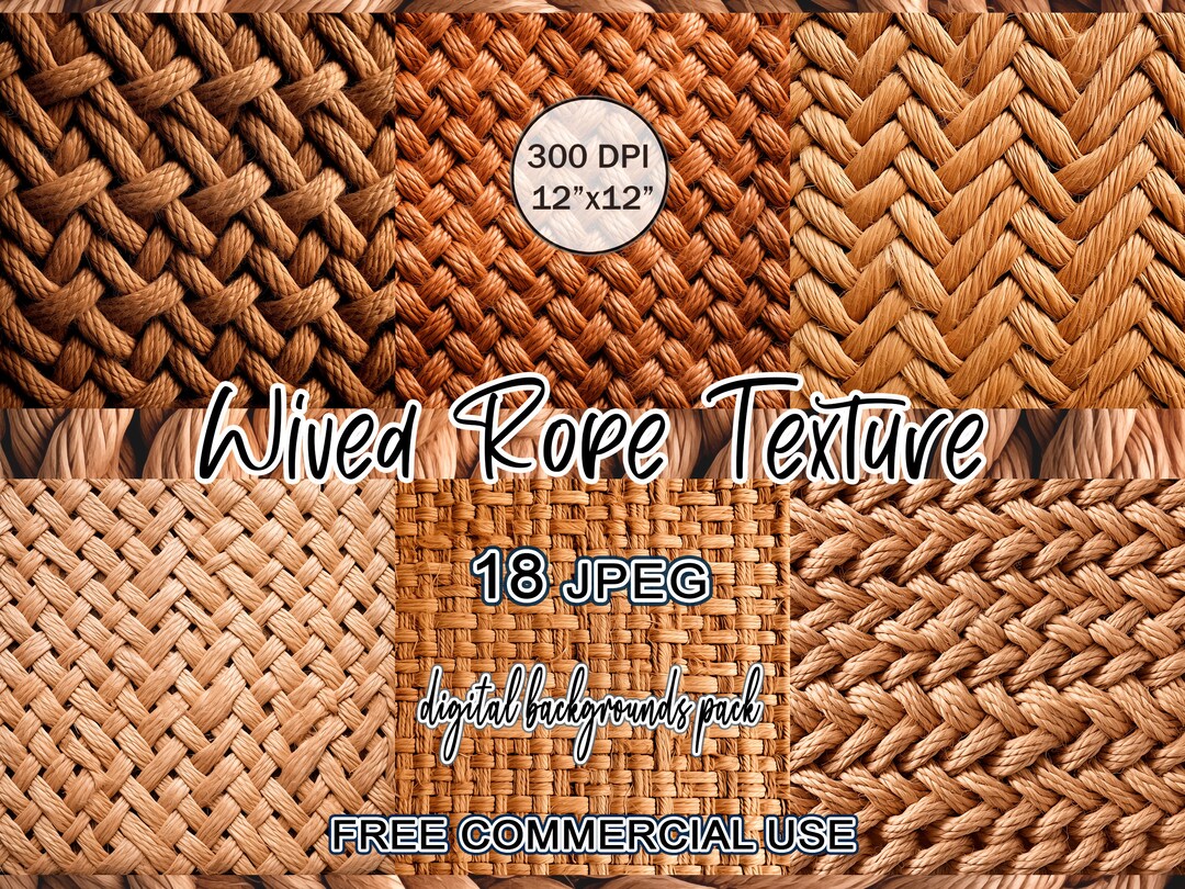 Woven Rope Texture Digital Background Clipart Bundle, Twine Fabric ...