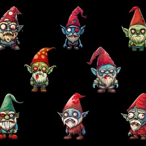 Zombie Gnome PNG Bundle, Funny Horror Png, Creepy Cute Clipart, Zombie ...