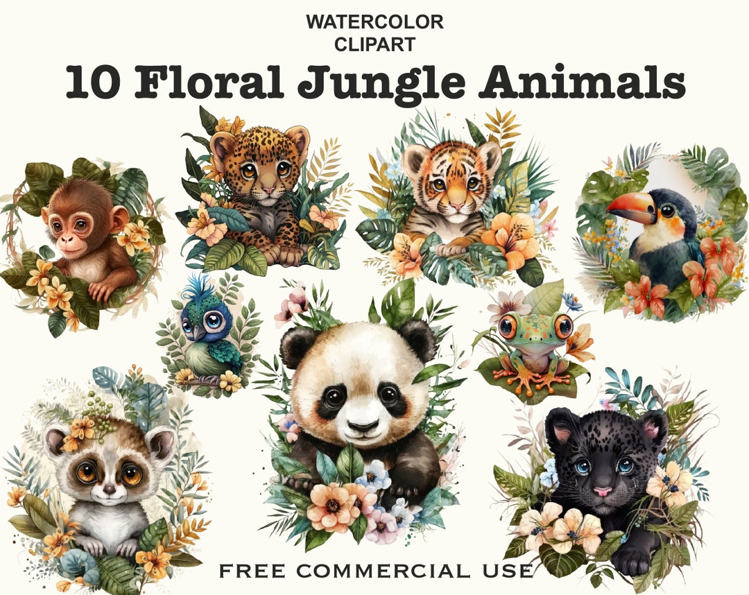 Jungle Animals Png, Cute Animal Clipart, Baby Animal Clipart, Baby ...