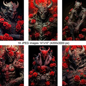 Rose Demon Clipart | Dark Occult Gothic Art Bundle in Red & Black for ...