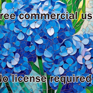Mosaic Hydrangea Clipart, Pink & Blue Hydrangea Images Bundle, Digital Mosaic Flowers Art, Glass ...
