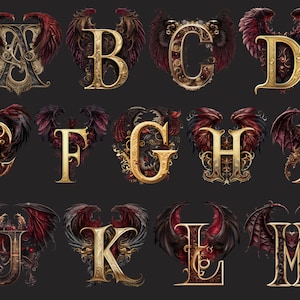 Demonic Gothic Alphabet Clipart, Dark Aesthetic Letters Png Bundlle ...