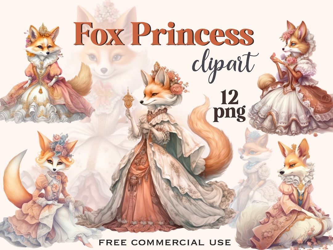 Fox Princess Png, Fox Fantasy Clipart, Cute Fox Png, Fox Graphic ...