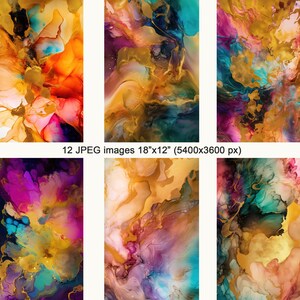 Iridescent Clipart, Rainbow Background, Alcohol Ink Clipart, Digital ...