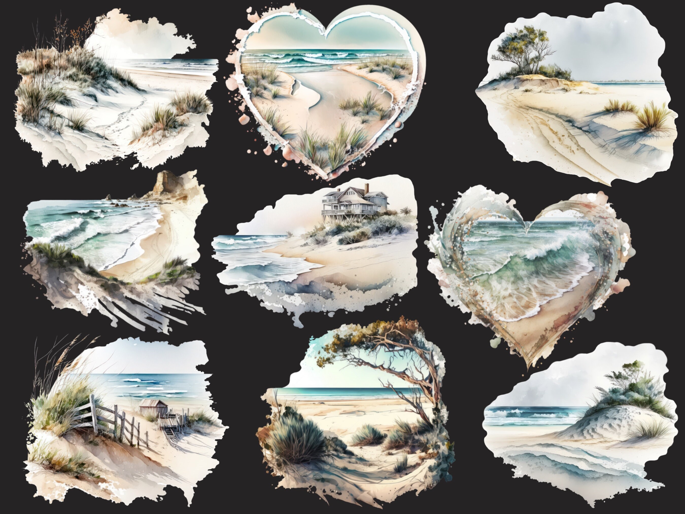 Ocean Beach Clipart, Sand Beach Clipart, Watercolor Beach Png, Sea ...