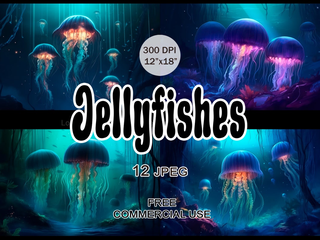 Jellyfish Clipart, Nautical Underwater Images Bundle for Design ...