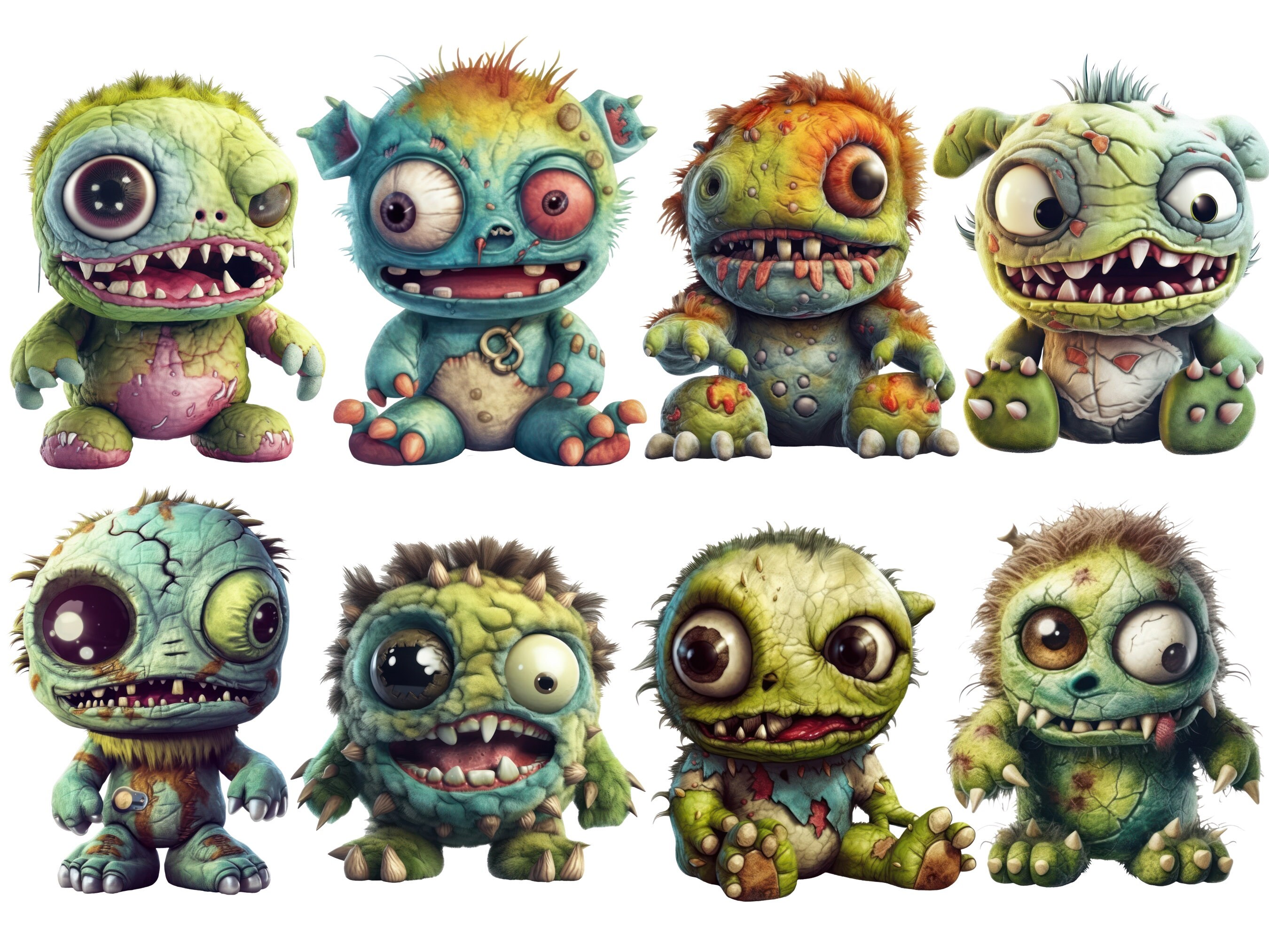 Creepy Cute Zombie Mutant Toy Clipart Plush Monster Zombies - Etsy