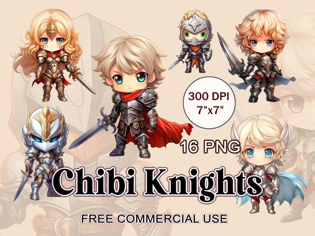 Chibi Knight PNG Bundle, Anime Knights Png, Manga Knight Clipart, Anime ...